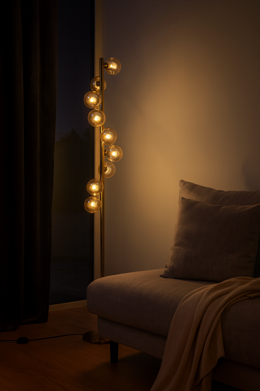 Trento Golvlampa Mässing/Amber – Lampconcept.se